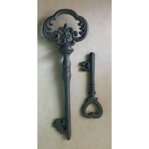Accents | New Large Cast Iron Skeleton Key Giant Wrought Iron Key Big ...